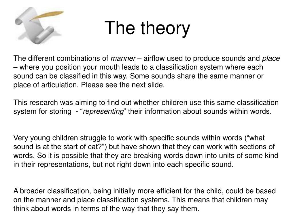 PPT - The nature of phonological representations in young children ...