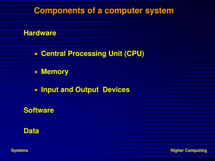 PPT Components Of A Computer System PowerPoint Presentation Free 