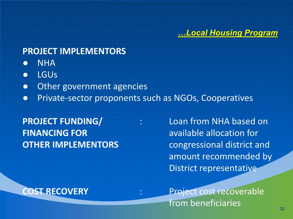 PPT - NHA – LOCAL GOVERNMENT PARTNERSHIP FOR HOUSING PRODUCTION ...
