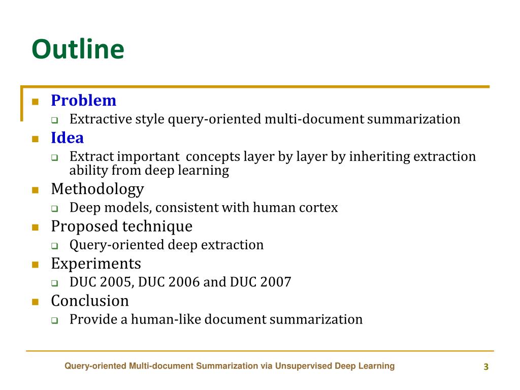 Ppt Query Oriented Multi Document Summarization Via Unsupervised Deep Learning Powerpoint