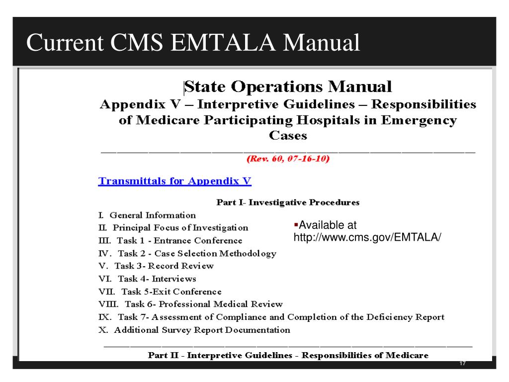 PPT - EMTALA Update 2013 Emergency Medical Treatment and Labor Act Part ...