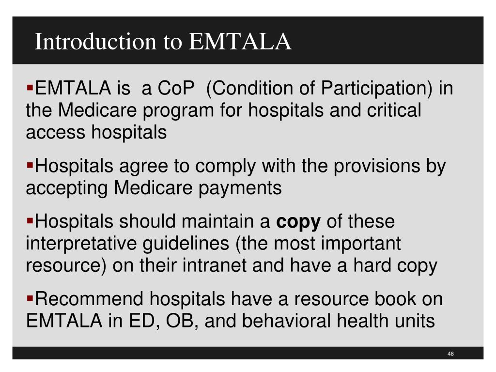 PPT - EMTALA Update 2013 Emergency Medical Treatment and Labor Act Part ...
