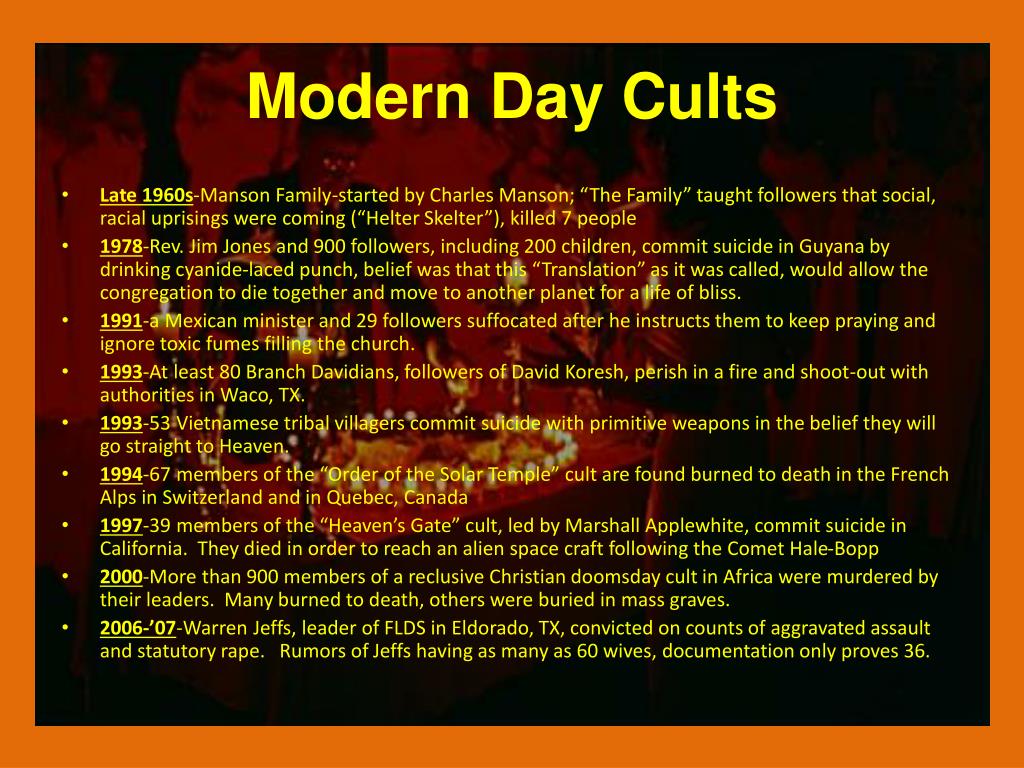 PPT - Cults: The Geography of Religion Against the Cultural Norm ...