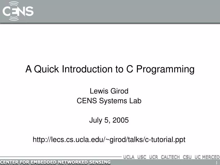 PPT - A Quick Introduction to C Programming PowerPoint Presentation ...