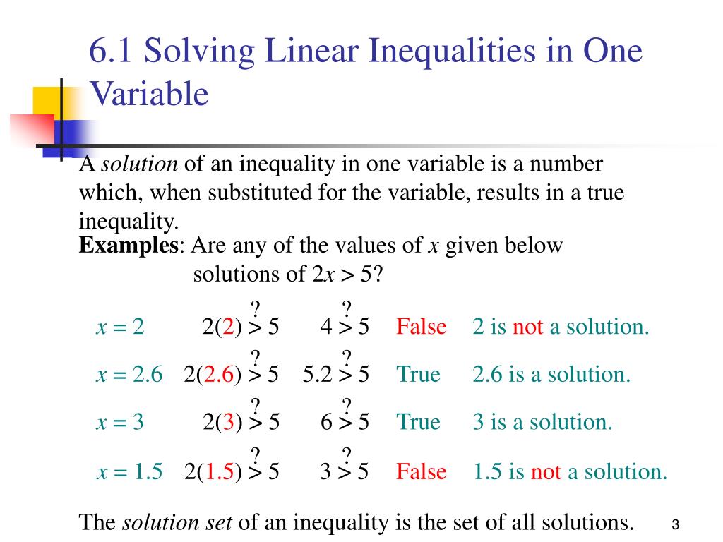 PPT - 6.1 Solving Linear Inequalities in One Variable PowerPoint ... PPT - 6.1 Solving Linear Inequalities in One Variable PowerPoint ...