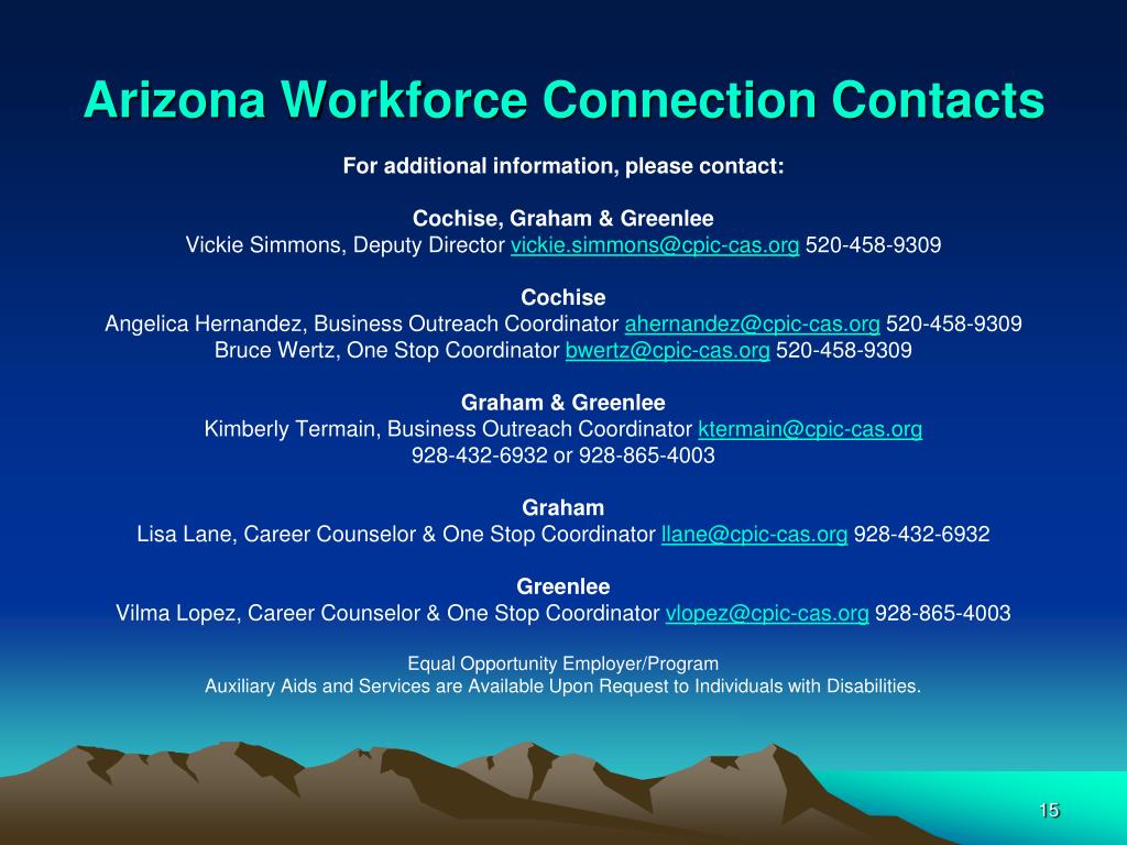 PPT - Cochise One Stop Cochise One Stop Graham One Stop Greenlee One ...