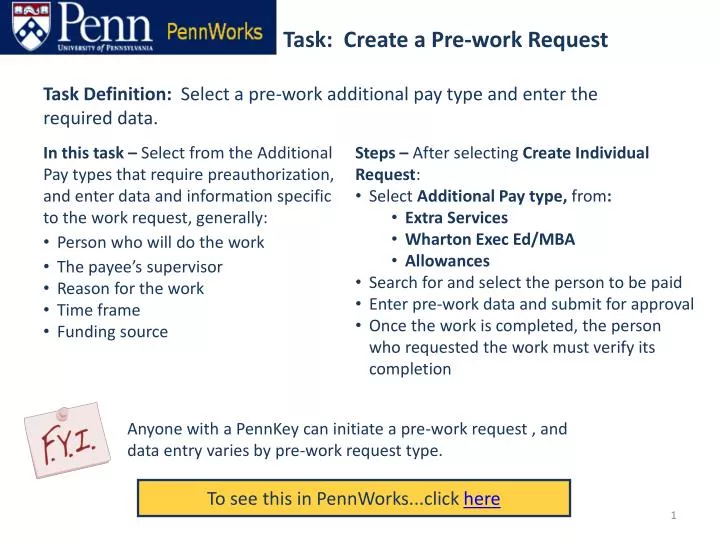 PPT - Task: Create a Pre-work Request PowerPoint Presentation, free ...