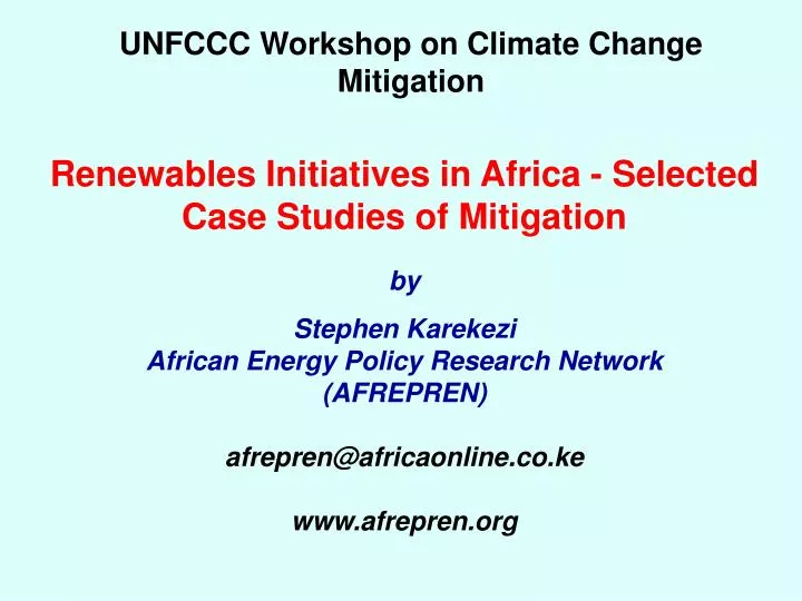 PPT - UNFCCC Workshop on Climate Change Mitigation PowerPoint ...
