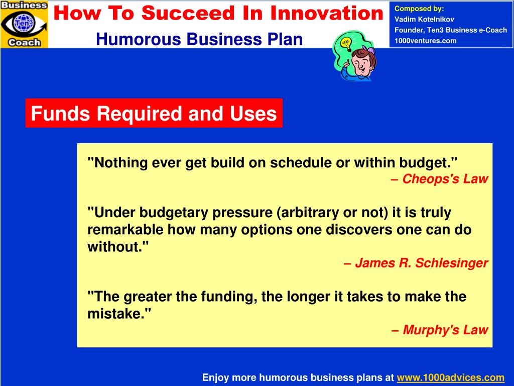 PPT - How To Succeed In Innovation Humorous business plan composed of ...