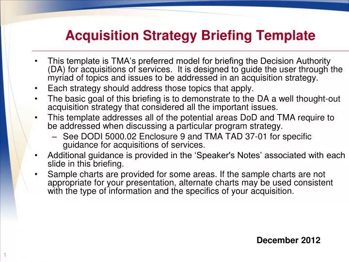 PPT - Acquisition Strategy Briefing Template PowerPoint Presentation ...