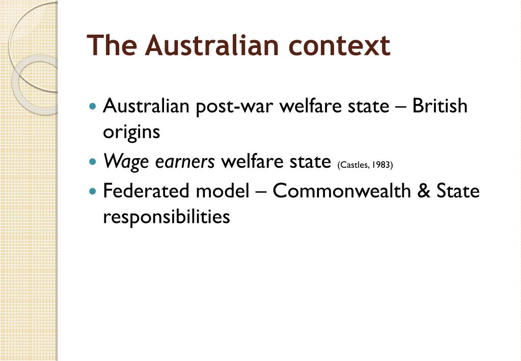 PPT - Australian social policy and social work practice Professor ...
