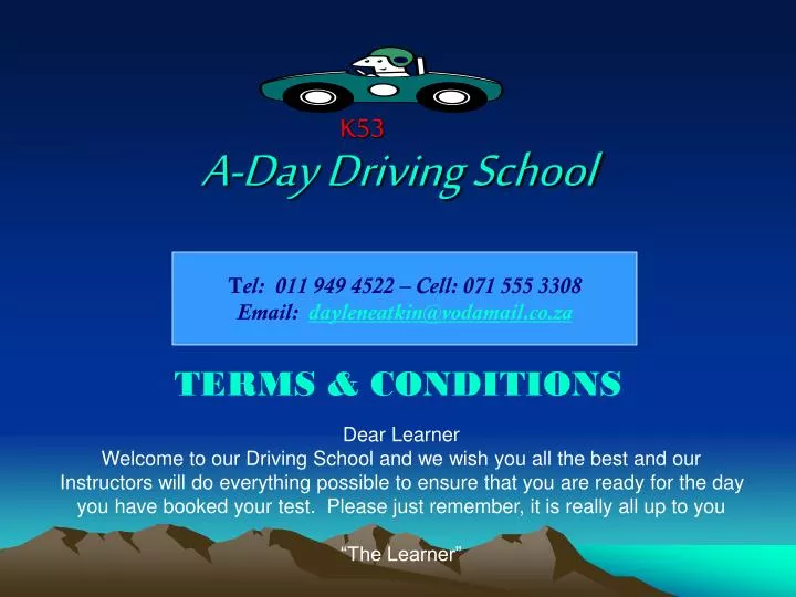 PPT - A-Day Driving School PowerPoint Presentation, free download - ID ...