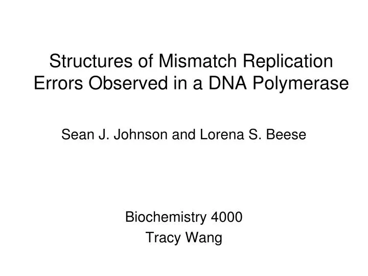 PPT - Structures of Mismatch Replication Errors Observed in a DNA ...