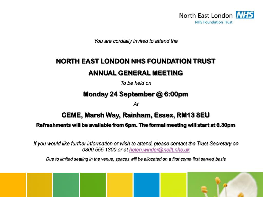 PPT - You are cordially invited to attend the NORTH EAST LONDON NHS ...