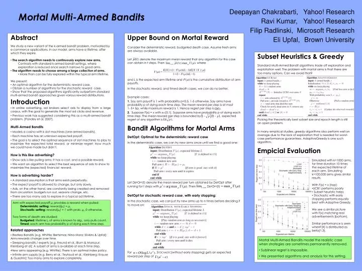 PPT - Mortal Multi-Armed Bandits PowerPoint Presentation, free download ...