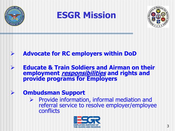 PPT - Employer Support of the Guard and Reserve (ESGR) PowerPoint ...