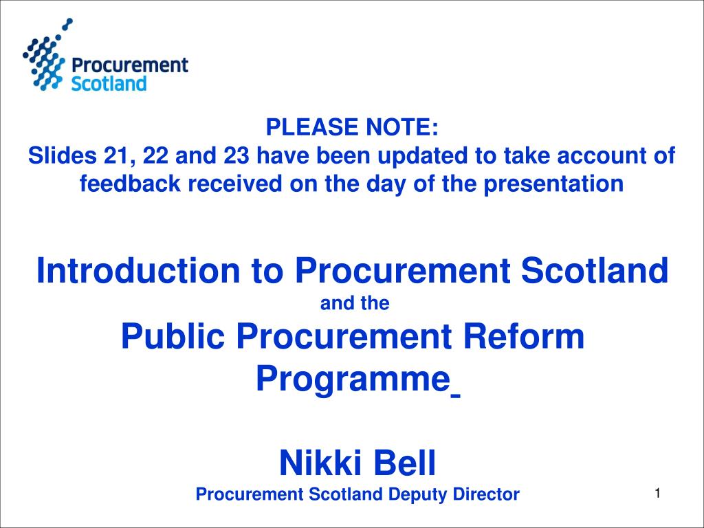 PPT - Introduction to Procurement Scotland and the Public Procurement ...