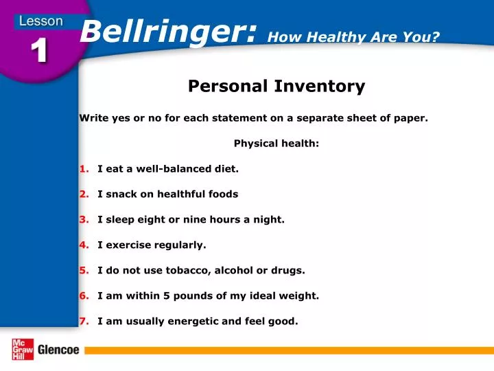 PPT - Bellringer: How Healthy Are You? PowerPoint Presentation, free ...