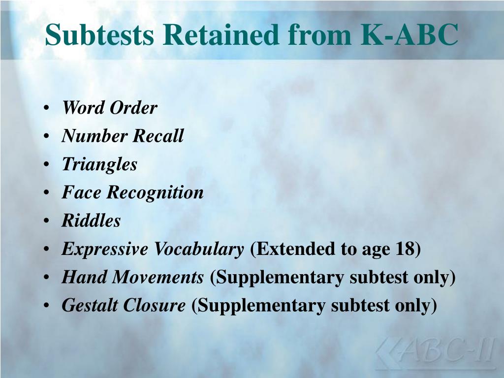 PPT - The Revisions of the Kaufman Assessment Battery for Children ...