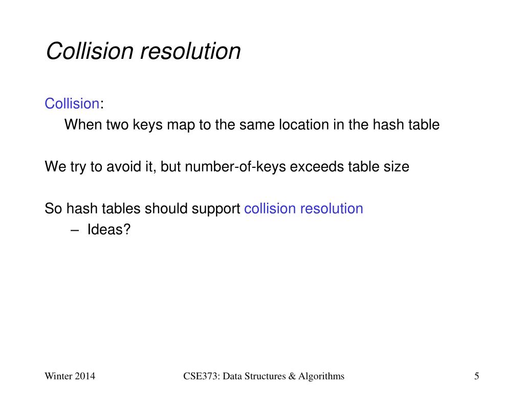 Ppt Cse373 Data Structures And Algorithms Lecture 13 Hash Collisions Powerpoint Presentation