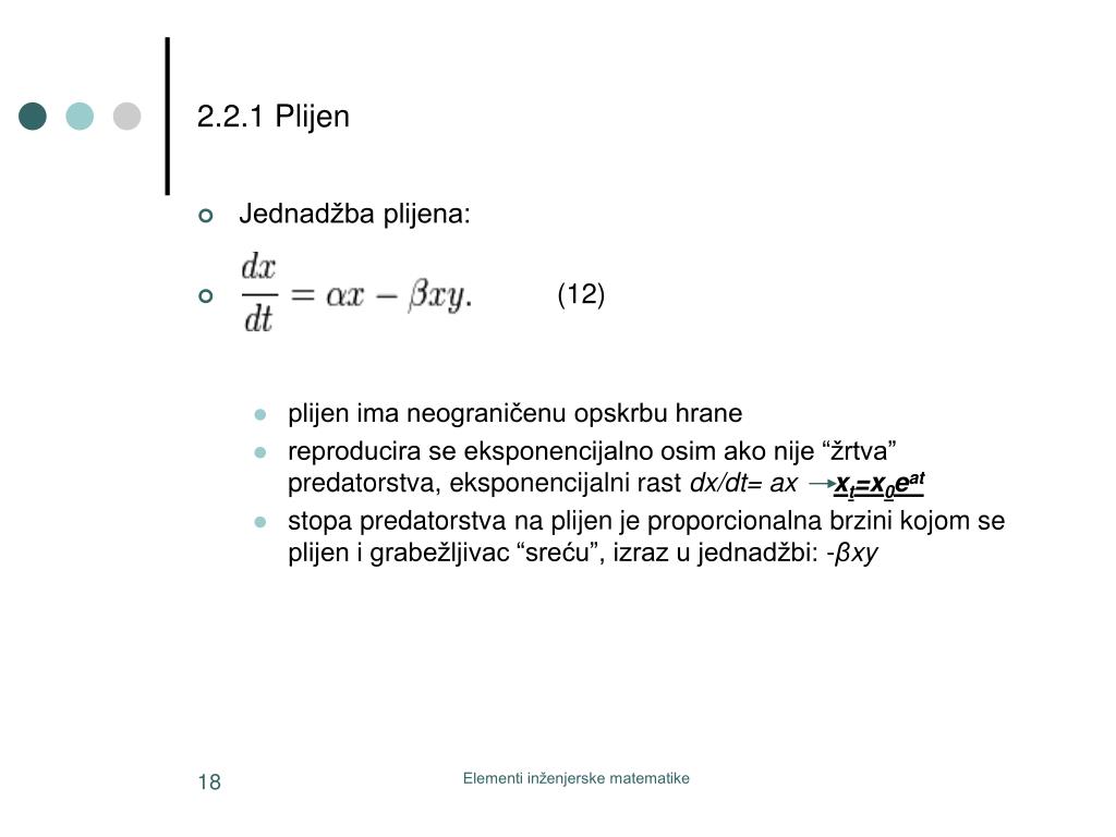 PPT - Matematički modeli u ekologiji Lotka- Volterra model PowerPoint ...