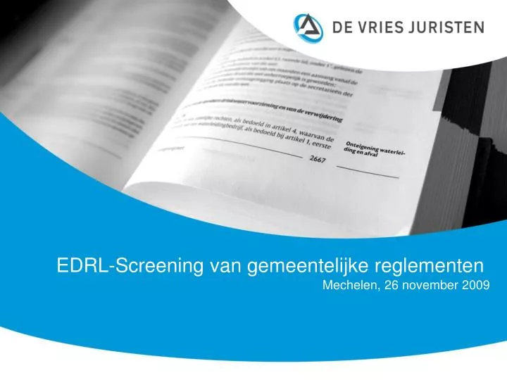 PPT - EDRL-Screening van gemeentelijke reglementen Mechelen, 26 ...