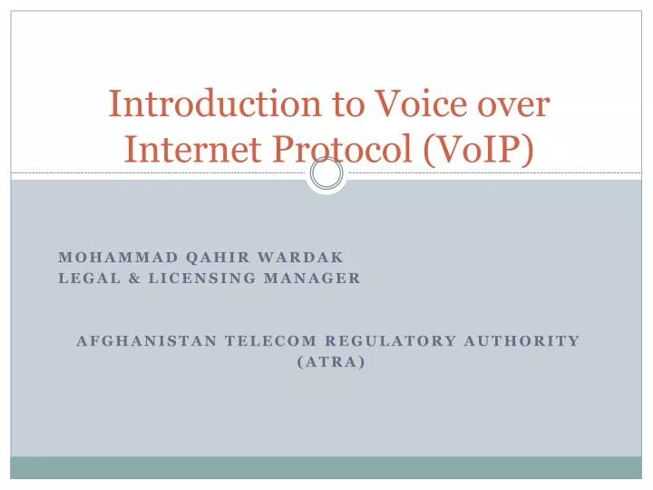 PPT - Introduction to Voice over Internet Protocol (VoIP) PowerPoint ...