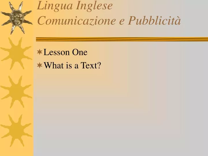 PPT - Lingua Inglese Comunicazione e Pubblicità PowerPoint Presentation ...