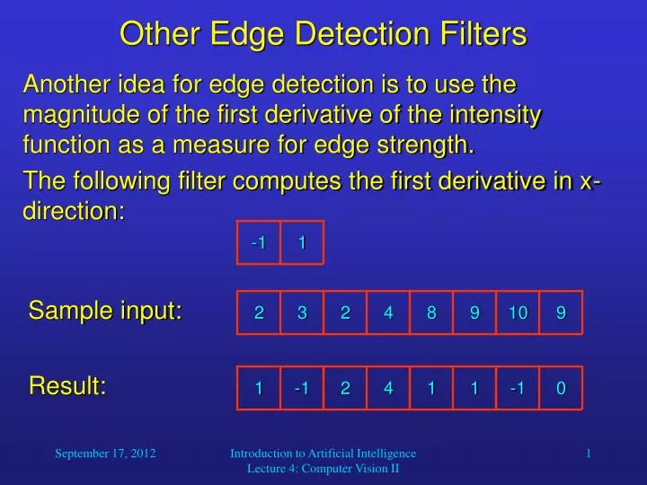 PPT - Other Edge Detection Filters PowerPoint Presentation, free ...