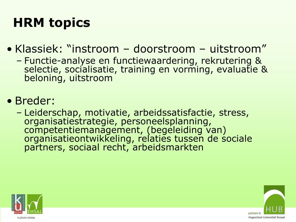 PPT - Human Resource Management Infosessie afstudeerrichtingen Prof. Dr ...