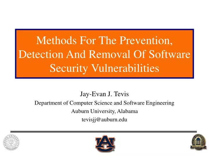Ppt Methods For The Prevention Detection And Removal Of Software