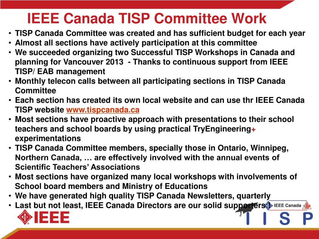 PPT - IEEE Canada TISP Committee: Chair : A. Benyamin-Seeyar PowerPoint Presentation - ID:2998970