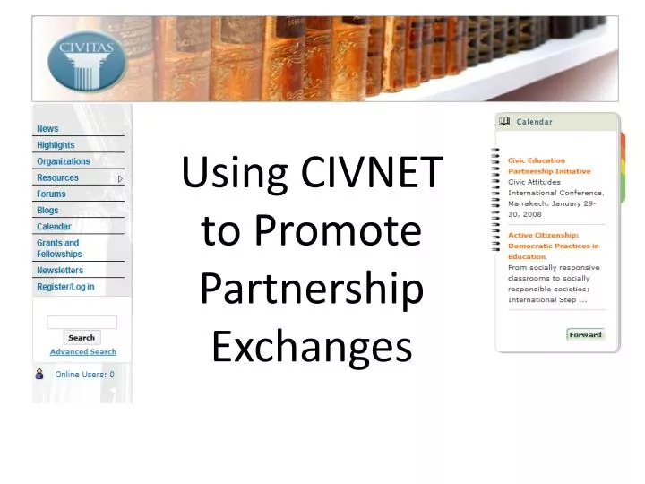 PPT - Using CIVNET to Promote Partnership Exchanges PowerPoint ...