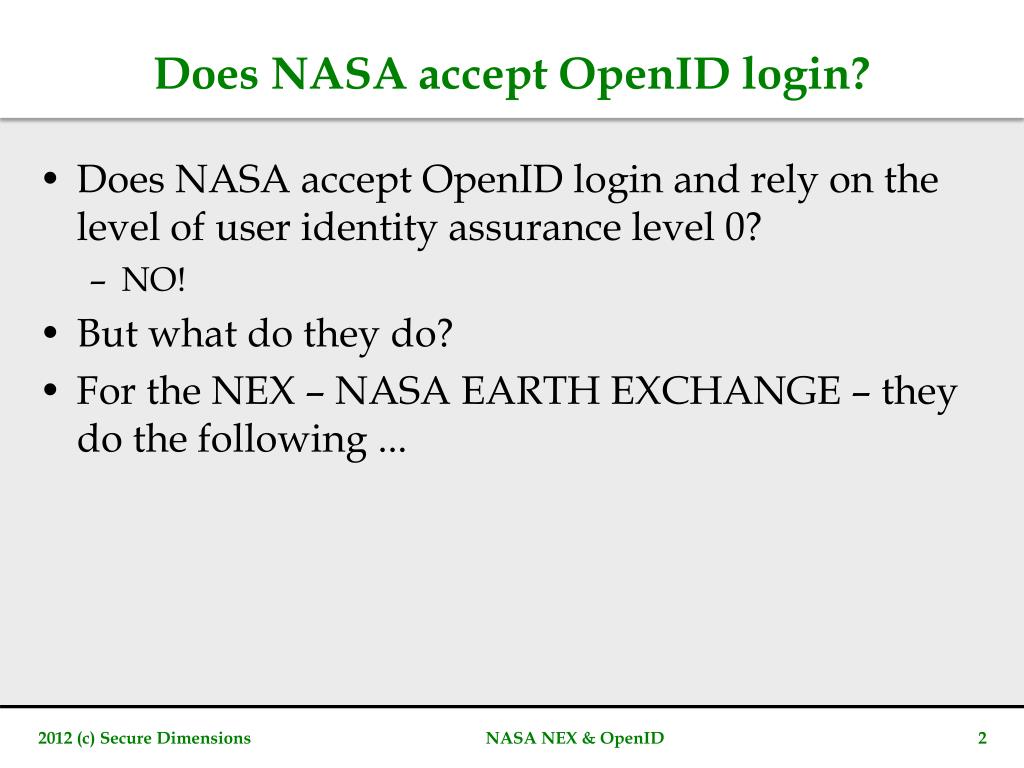 PPT - NASA NEX & OpenID -- Observations -- PowerPoint Presentation - ID ...