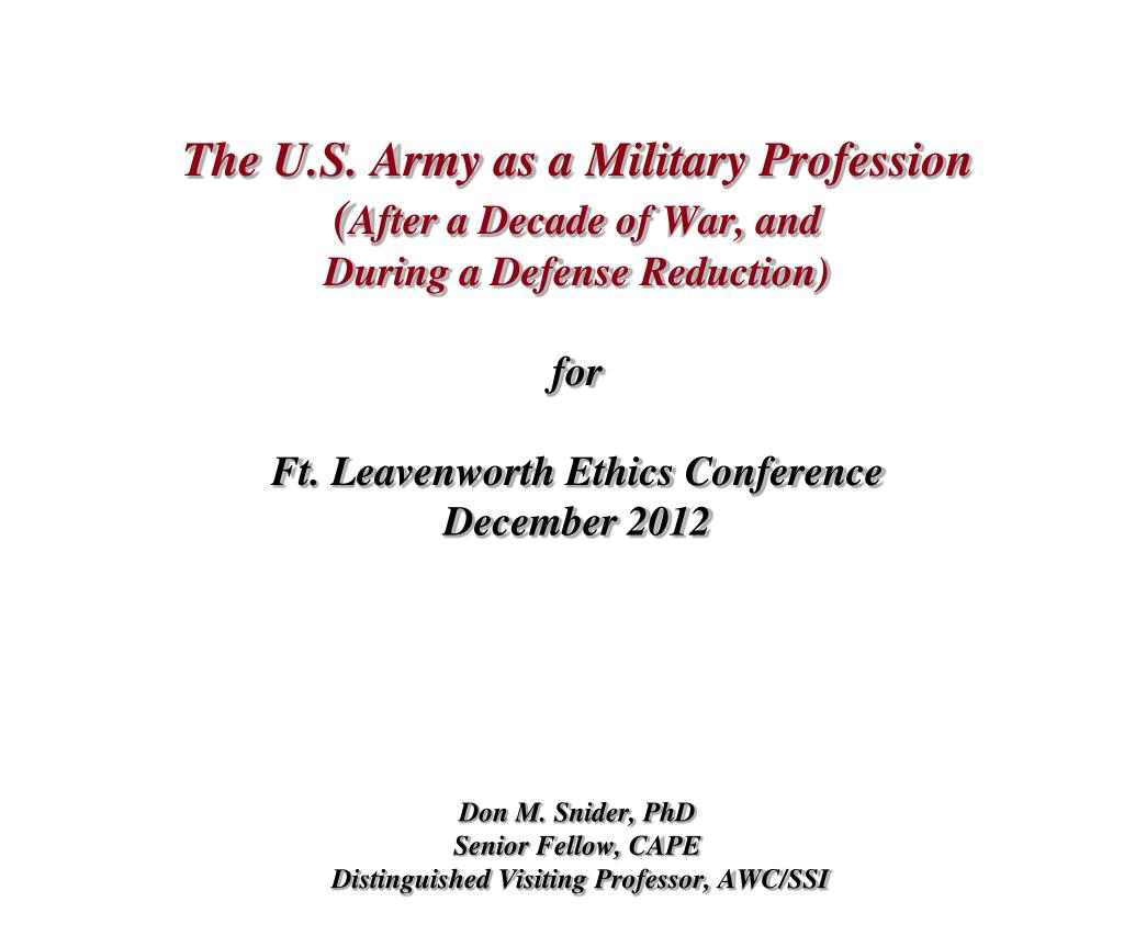 PPT - The Army Profession and Ethic The Center for the Army Profession ...