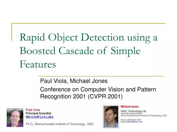 Ppt Rapid Object Detection Using A Boosted Cascade Of Simple Features