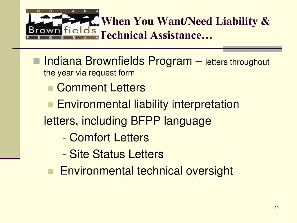 PPT - Indiana Brownfields Program Incentives: Financial, Legal, & Technical Assistance Michele ...