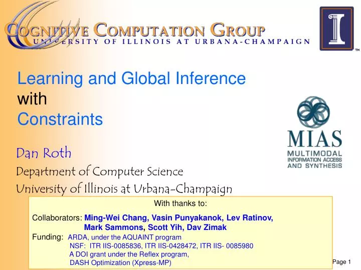 PPT - Learning and Global Inference with Constraints PowerPoint ...