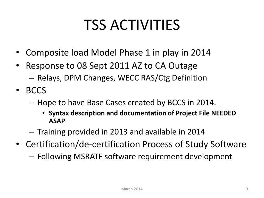 PPT - Tracy Rolstad TSS Chair TSS Chair Report March 2014 Salt Lake ...