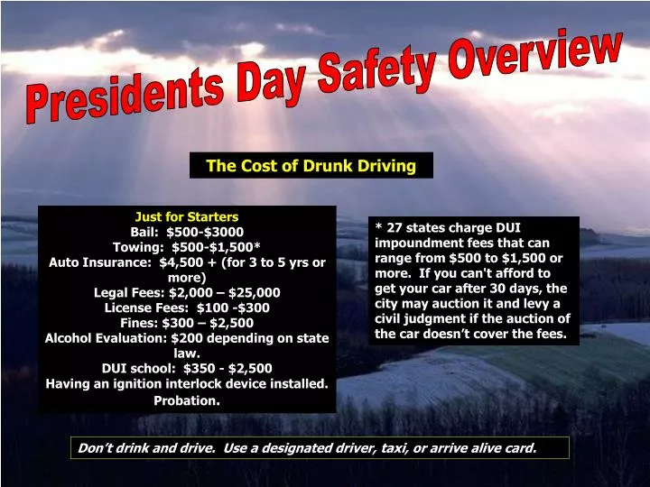 PPT - Don’t drink and drive. Use a designated driver, taxi, or arrive ...