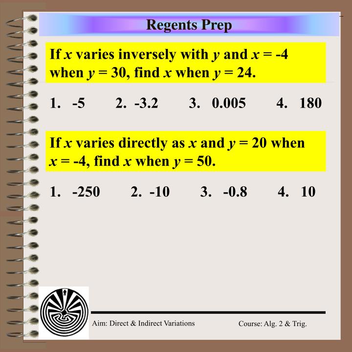 PPT - Aim: What is an direct variation relationship? What is an inverse ...