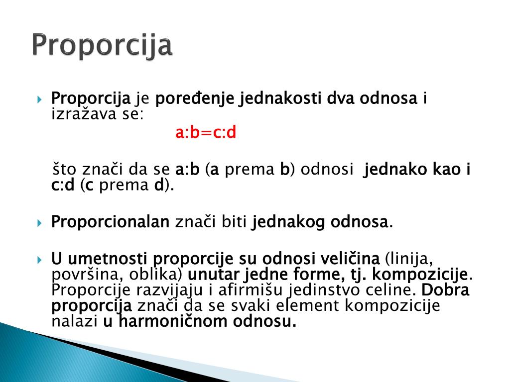 PPT - VELIČINA ODNOS I PROPORCIJA Lidija Stanković Lidija Stanković ...