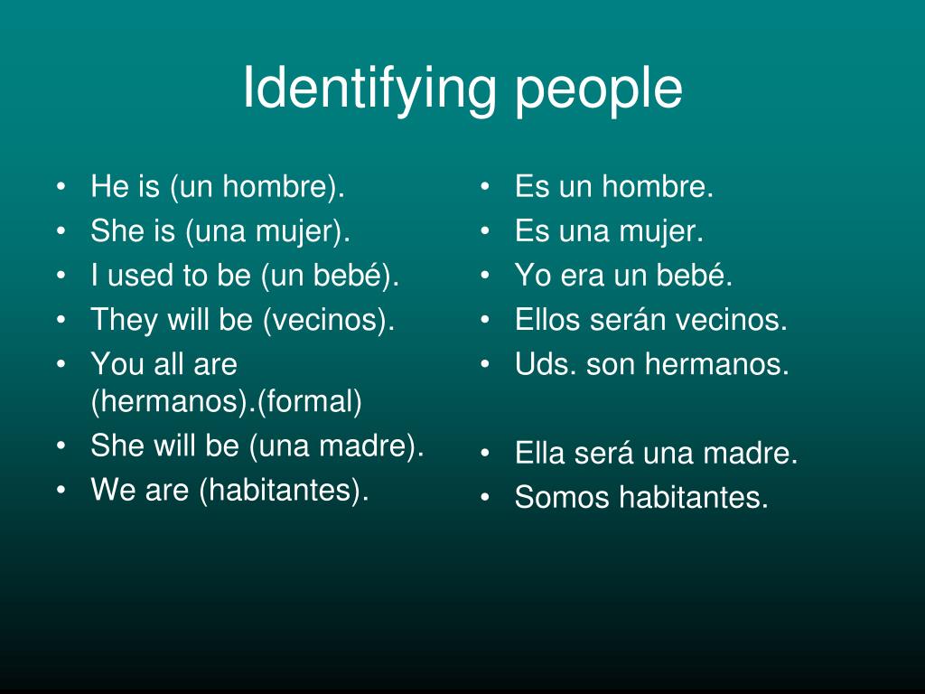 PPT - El verbo “ser” para identificar a personas PowerPoint ...