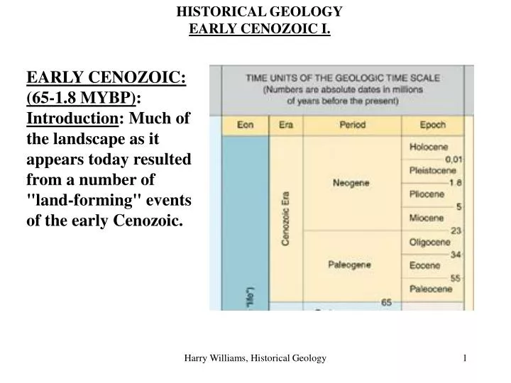 PPT - HISTORICAL GEOLOGY EARLY CENOZOIC I. PowerPoint Presentation ...