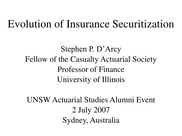 PPT - Evolution of Insurance Securitization PowerPoint Presentation ...