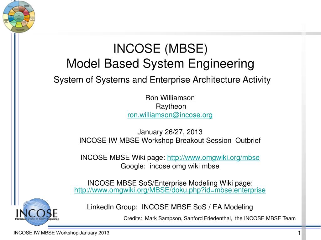 PPT - Ron Williamson Raytheon ron.williamson@incose January 26/27, 2013 ...