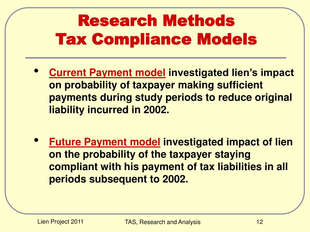 PPT - Estimating the Impact of Liens on Taxpayer Compliance Behavior ...