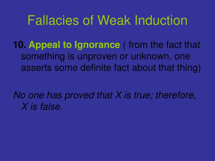 PPT - 3.3 Fallacies of Weak Induction PowerPoint Presentation - ID:3010441