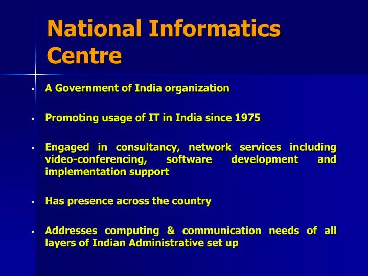 PPT - National Informatics Centre PowerPoint Presentation, free ...