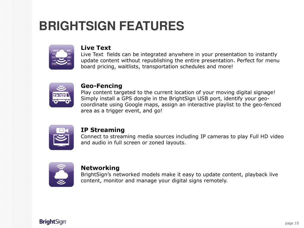 PPT - By BrightSign, the market leader in digital signage media players ...